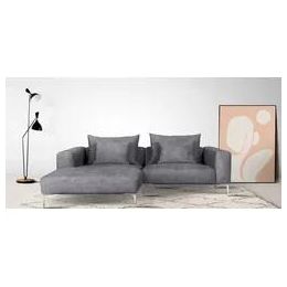 Guido Maria Kretschmer Home & Living Ecksofa GUIDO MARIA KRETSCHMER HOME & LIVING "JANTE L-Form" Sofas Gr. B/H/T: 233cm x 85cm x 172cm, Velvet, Recamiere links, grau (steel grau) wahlweise Recamiere links oder rechts, mit Chromfüßen