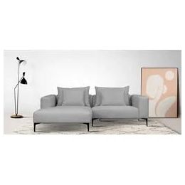 Guido Maria Kretschmer Home & Living Ecksofa GUIDO MARIA KRETSCHMER HOME & LIVING "BENTE L-Form" Sofas Gr. B/H/T: 233cm x 85cm x 172cm, Velours, Recamiere links, grau wahlweise Recamiere links oder rechts, mit schwarzen Metallfüßen