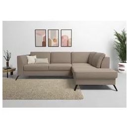 Sit & More Ecksofa SIT & MORE "Olsen L-Form" Sofas Gr. B/H/T: 248cm x 88cm x 201cm, Soft clean, Ottomane rechts, ohne Bettfunktion-ohne Stauraum-mit Sitztiefenverstellung, grau (taupe) inklusive Sitztiefenverstellung, wahlweise mit Bettfunktion, 15cm hoch