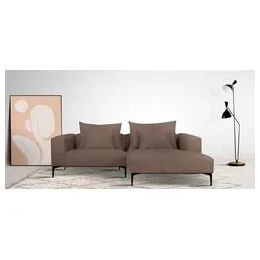 Guido Maria Kretschmer Home & Living Ecksofa GUIDO MARIA KRETSCHMER HOME & LIVING "BENTE L-Form" Sofas Gr. B/H/T: 233cm x 85cm x 172cm, Cord, Recamiere rechts, grau (taupe) wahlweise Recamiere links oder rechts, mit schwarzen Metallfüßen