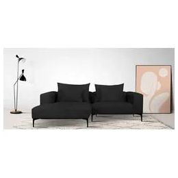 Guido Maria Kretschmer Home & Living Ecksofa GUIDO MARIA KRETSCHMER HOME & LIVING "BENTE L-Form" Sofas Gr. B/H/T: 233cm x 85cm x 172cm, Cord, Recamiere links, grau (anthrazit) wahlweise Recamiere links oder rechts, mit schwarzen Metallfüßen