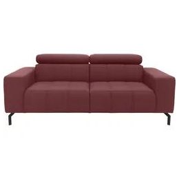 2-Sitzer DOMO collection "Cunelli" Sofas Gr. B/H/T: 208cm x 79cm x 104cm, Echtleder, Ohne Kopfteilverstellung, rot wahlweise inklusive 6-fach verstellbarer Kopfteilverstellung