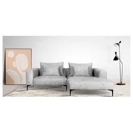 Guido Maria Kretschmer Home & Living Ecksofa GUIDO MARIA KRETSCHMER HOME & LIVING "BENTE L-Form" Sofas Gr. B/H/T: 233cm x 85cm x 172cm, Velvet, Recamiere rechts, weiß (almond milk) wahlweise Recamiere links oder rechts, mit schwarzen Metallfüßen