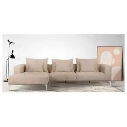 Guido Maria Kretschmer Home & Living Ecksofa GUIDO MARIA KRETSCHMER HOME & LIVING "JANTE L-Form" Sofas Gr. B/H/T: 332cm x 85cm x 175cm, Cord, Recamiere links, beige (sand) wahlweise Recamiere links oder rechts, mit Chromfüßen