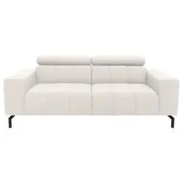 2-Sitzer DOMO collection "Cunelli" Sofas Gr. B/H/T: 208cm x 79cm x 104cm, Echtleder, Mit Kopfteilverstellung, beige (elfenbein) wahlweise inklusive 6-fach verstellbarer Kopfteilverstellung