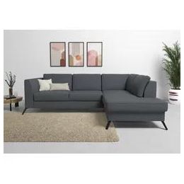 Sit & More Ecksofa SIT & MORE "Olsen L-Form" Sofas Gr. B/H/T: 248cm x 88cm x 201cm, Soft clean, Ottomane rechts, mit Bettfunktion-mit Stauraum-mit Sitztiefenverstellung, grau (dunkelgrau) inklusive Sitztiefenverstellung, wahlweise mit Bettfunktion, 15cm hoch