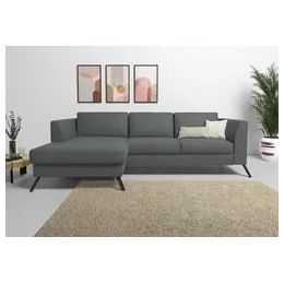 Sit & More Ecksofa SIT & MORE "Olsen L-Form" Sofas Gr. B/H/T: 261cm x 88cm x 172cm, Luxus-Microfaser ALTARA NUBUCK, Recamiere links, ohne Bettfunktion-ohne Bettkasten-mit Sitztiefenverstellung, grau (dunkelgrau) inklusive Sitztiefenverstellung, wahlweise mit Bettfunktion, 15cm hoch