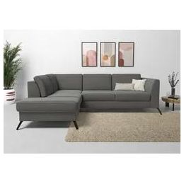 Sit & More Ecksofa SIT & MORE "Olsen L-Form" Sofas Gr. B/H/T: 248cm x 88cm x 201cm, Samtoptik, Ottomane links, ohne Bettfunktion-ohne Stauraum-mit Sitztiefenverstellung, grau (anthrazit) inklusive Sitztiefenverstellung, wahlweise mit Bettfunktion, 15cm hoch