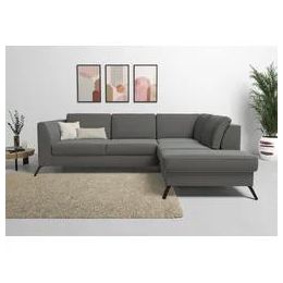 Sit & More Ecksofa SIT & MORE "Olsen L-Form", grau (anthrazit), B:248cm H:88cm T:201cm, 100% Polyester, Sofas, inklusive Sitztiefenverstellung, wahlweise mit Bettfunktion, 15cm hoch