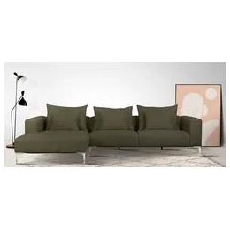 Guido Maria Kretschmer Home & Living Ecksofa GUIDO MARIA KRETSCHMER HOME & LIVING "JANTE L-Form" Sofas Gr. B/H/T: 332cm x 85cm x 175cm, Cord, Recamiere links, grün (forest) wahlweise Recamiere links oder rechts, mit Chromfüßen