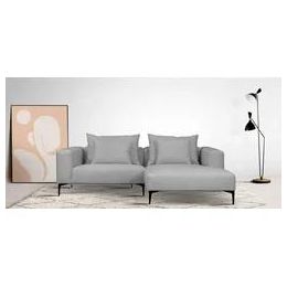 Guido Maria Kretschmer Home & Living Ecksofa GUIDO MARIA KRETSCHMER HOME & LIVING "BENTE L-Form" Sofas Gr. B/H/T: 233cm x 85cm x 172cm, Velours, Recamiere rechts, grau wahlweise Recamiere links oder rechts, mit schwarzen Metallfüßen