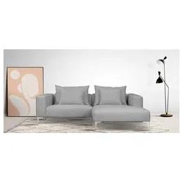 Guido Maria Kretschmer Home & Living Ecksofa GUIDO MARIA KRETSCHMER HOME & LIVING "JANTE L-Form" Sofas Gr. B/H/T: 233cm x 85cm x 172cm, Velours, Recamiere rechts, grau wahlweise Recamiere links oder rechts, mit Chromfüßen