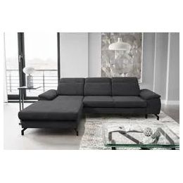 Ecksofa WERK2 "Panama L-Form" Sofas Gr. B/H/T: 275cm x 98cm x 184cm, Struktur weich, Recamiere links, Schlaffunktion, Bettkasten, verstellbare Kopfteile, grau (anthrazit) Modernes Sofa mit Schlaffunktion, Bettkasten, Kopfteile verstellbar