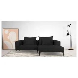 Guido Maria Kretschmer Home & Living Ecksofa GUIDO MARIA KRETSCHMER HOME & LIVING "BENTE L-Form" Sofas Gr. B/H/T: 233cm x 85cm x 172cm, Cord, Recamiere rechts, grau (anthrazit) wahlweise Recamiere links oder rechts, mit schwarzen Metallfüßen