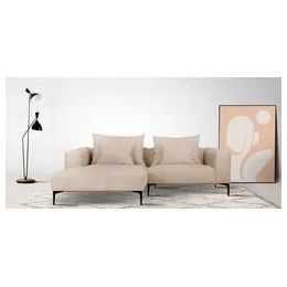 Guido Maria Kretschmer Home & Living Ecksofa GUIDO MARIA KRETSCHMER HOME & LIVING "BENTE L-Form" Sofas Gr. B/H/T: 233cm x 85cm x 172cm, Cord, Recamiere links, beige (sand) wahlweise Recamiere links oder rechts, mit schwarzen Metallfüßen