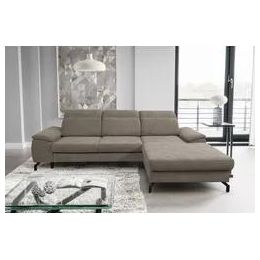 Ecksofa WERK2 "Panama L-Form" Sofas Gr. B/H/T: 275cm x 98cm x 184cm, Struktur weich, Recamiere rechts, Schlaffunktion, Bettkasten, verstellbare Kopfteile, beige Modernes Sofa mit Schlaffunktion, Bettkasten, Kopfteile verstellbar