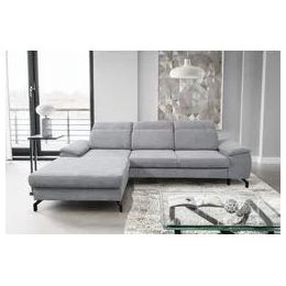 Ecksofa WERK2 "Panama L-Form" Sofas Gr. B/H/T: 275cm x 98cm x 184cm, Struktur weich, Recamiere links, Schlaffunktion, Bettkasten, verstellbare Kopfteile, grau (hellgrau) Modernes Sofa mit Schlaffunktion, Bettkasten, Kopfteile verstellbar