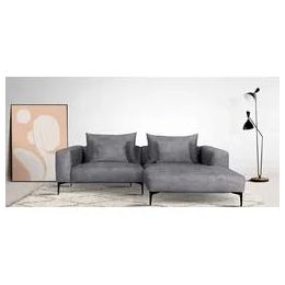 Guido Maria Kretschmer Home & Living Ecksofa GUIDO MARIA KRETSCHMER HOME & LIVING "BENTE L-Form" Sofas Gr. B/H/T: 233cm x 85cm x 172cm, Velvet, Recamiere rechts, grau (steel grey) wahlweise Recamiere links oder rechts, mit schwarzen Metallfüßen