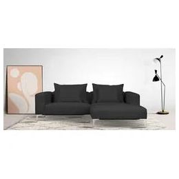 Guido Maria Kretschmer Home & Living Ecksofa GUIDO MARIA KRETSCHMER HOME & LIVING "JANTE L-Form" Sofas Gr. B/H/T: 233cm x 85cm x 172cm, Velours, Recamiere rechts, grau (anthrazit) wahlweise Recamiere links oder rechts, mit Chromfüßen