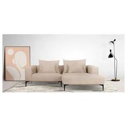 Guido Maria Kretschmer Home & Living Ecksofa GUIDO MARIA KRETSCHMER HOME & LIVING "BENTE L-Form" Sofas Gr. B/H/T: 233cm x 85cm x 172cm, Cord, Recamiere rechts, beige (sand) wahlweise Recamiere links oder rechts, mit schwarzen Metallfüßen