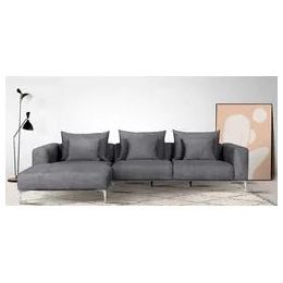 Guido Maria Kretschmer Home & Living Ecksofa GUIDO MARIA KRETSCHMER HOME & LIVING "JANTE L-Form" Sofas Gr. B/H/T: 332cm x 85cm x 175cm, Velvet, Recamiere links, grau (steel grau) wahlweise Recamiere links oder rechts, mit Chromfüßen