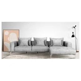 Guido Maria Kretschmer Home & Living Ecksofa GUIDO MARIA KRETSCHMER HOME & LIVING "JANTE L-Form" Sofas Gr. B/H/T: 332cm x 85cm x 175cm, Velvet, Recamiere rechts, weiß (almond milk) wahlweise Recamiere links oder rechts, mit Chromfüßen