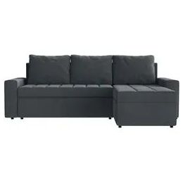 Ecksofa Inosign "Marik" Sofas Gr. B/H/T: 230cm x 90cm x 155cm, Struktur fein, Recamiere rechts, mit Armlehnen, grau (grey blue) mit Bettfunktion