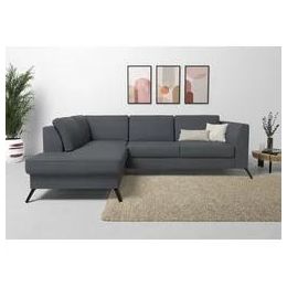 Sit & More Ecksofa SIT & MORE "Olsen L-Form", grau (dunkelgrau), B:248cm H:88cm T:201cm, 98% Polyester 2%Polyamid, Sofas, inklusive Sitztiefenverstellung, wahlweise mit Bettfunktion, 15cm hoch