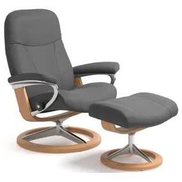 Relaxsessel stressless "Garda", grau (grau batick), B:82cm H:102cm T:72cm, Sessel, mit Signature Base, Größe M, Gestell Eichefarben