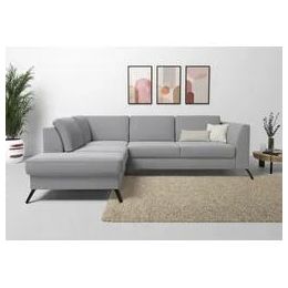 Sit & More Ecksofa SIT & MORE "Olsen L-Form", grau (hellgrau), B:248cm H:88cm T:201cm, 100% Polyester, Sofas, inklusive Sitztiefenverstellung, wahlweise mit Bettfunktion, 15cm hoch