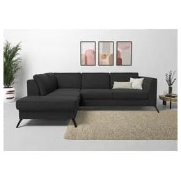 Sit & More Ecksofa SIT & MORE "Olsen L-Form" Sofas Gr. B/H/T: 248cm x 88cm x 201cm, Flachgewebe, Ottomane links, ohne Bettfunktion-ohne Stauraum-mit Sitztiefenverstellung, schwarz inklusive Sitztiefenverstellung, wahlweise mit Bettfunktion, 15cm hoch