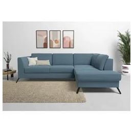 Sit & More Ecksofa SIT & MORE "Olsen L-Form" Sofas Gr. B/H/T: 248cm x 88cm x 201cm, Flachgewebe, Ottomane rechts, ohne Bettfunktion-ohne Stauraum-mit Sitztiefenverstellung, blau (pacific) inklusive Sitztiefenverstellung, wahlweise mit Bettfunktion, 15cm hoch