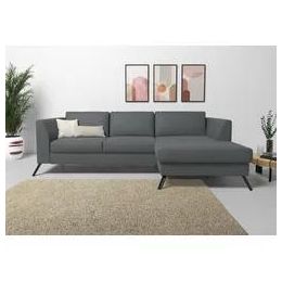 Sit & More Ecksofa SIT & MORE "Olsen L-Form" Sofas Gr. B/H/T: 261cm x 88cm x 172cm, Luxus-Microfaser ALTARA NUBUCK, Recamiere rechts, ohne Bettfunktion-ohne Bettkasten-mit Sitztiefenverstellung, grau (dunkelgrau) inklusive Sitztiefenverstellung, wahlweise mit Bettfunktion, 15cm hoch