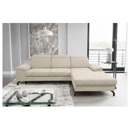 Ecksofa WERK2 "Panama L-Form" Sofas Gr. B/H/T: 275cm x 98cm x 184cm, Struktur weich, Recamiere rechts, Schlaffunktion, Bettkasten, verstellbare Kopfteile, beige (creme) Modernes Sofa mit Schlaffunktion, Bettkasten, Kopfteile verstellbar