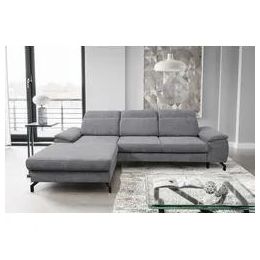 Ecksofa WERK2 "Panama L-Form" Sofas Gr. B/H/T: 275cm x 98cm x 184cm, Struktur weich, Recamiere links, Schlaffunktion, Bettkasten, verstellbare Kopfteile, grau Modernes Sofa mit Schlaffunktion, Bettkasten, Kopfteile verstellbar