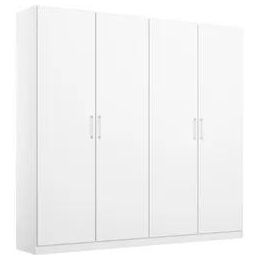 Drehtürenschrank Rauch "Kleiderschrank Schrank Garderobe Wäscheschrank COSMO" Schränke Gr. B/H/T: 181cm x 197cm x 54cm, Ohne Spiegel, weiß (alpinweiß) mit zusätzlichen Einlegeböden, Metallgriffe in Weiß MADE IN GERMANY