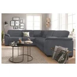 Sit & More Ecksofa SIT & MORE "Montego L-Form" Sofas Gr. B/H/T: 256cm x 88cm x 227cm, Luxus-Microfaser ALTARA NUBUCK, langer Schenkel rechts, mit Bettfunktion-mit Schubkasten, grau (dunkelgrau) wahlweise mit Bettfunktion und Schubkasten