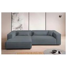 Ecksofa LeGer Home by Lena Gercke "PIARA XXL, Big-Sofa in Cord oder Leinenoptik, L-Form, mit Kedernaht" Sofas Gr. B/H/T: 288cm x 66cm x 198cm, Cord, Ottomane links, grau (anthrazit) wahlweise Ottomane rechtslinks, schwarze Füße, extra tiefe Sitzfläche