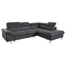 Ecksofa COTTA "Driver L-Form" Sofas Gr. B/H/T: 268cm x 73cm x 214cm, Leder BEEFY, Ottomane rechts, mit Kopfteilverstellung-mit Bettfunktion und Bettkasten, schwarz mit Kopfteilverstellung, wahlweise Bettfunktion