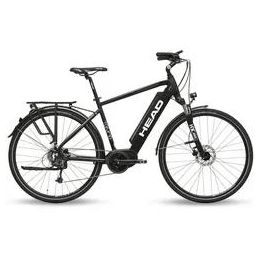 E-Bike Head "Trivor" Gr. 50, schwarz (schwarz matt, grau), E-Bikes, 50cm, 28 Zoll (71,12cm), Pedelec, Elektrofahrrad für Herren