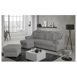 Ecksofa Home Affaire "Boston L-Form" Sofas Gr. B/H/T: 262 cm x 102 cm x 165 cm, Microfaser bedruckt, Recamiere links-Bettfunktion rechts, Mit Bettfunktion-ohne Bettkasten, silberfarben (silver) Gemütliches Ecksofa mit hoher Rückenlehne in klassischem Design