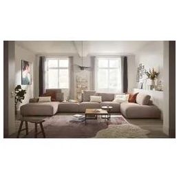 Wohnlandschaft Gallery M BRANDED BY MUSTERRING "Lucia U-Form" Sofas Gr. B/H/T: 504cm x 81cm x 204cm, Cord, Ottomane rechts, grau (taupe) Cord-Bezug, inklusive Kopfstütze, Gesamtbreite 524 cm