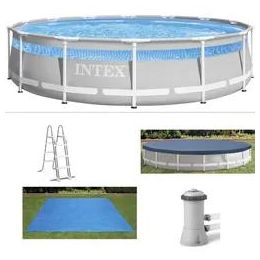 Framepool Intex "Clearview Prism Frame Pool" Schwimmbecken Gr. Ø/B/H/L: 422cm x Breite Höhe 1,07cm x Länge, 12706 l, beige ØxH: 422x107 cm, massive Konstruktion aus pulverbeschichtetem Stahl