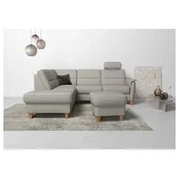 Ecksofa Home Affaire "Palmera L-Form" Sofas Gr. B/H/T: 236cm x 89cm x 212cm, Material, Ottomane links, ohne Bettfunktion-ohne Bettkasten, grau (lightgrau) Federkern, wahlweise mit Bettfunktion und mitohne Stauraum