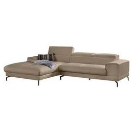 Ecksofa W.Schillig "piedroo" Sofas Gr. B/H/T: 303 cm x 70 cm x 193 cm, Longlife Xtra-Leder Z59, Longchair links, mit Kopfteilverstellung-ohne Sitztiefenverstellung, braun (stone z59) Kopfteilverstellung, wahlweise mit Sitztiefenverstellung, Breite 303cm