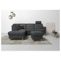 Ecksofa Home Affaire "Palmera L-Form" Sofas Gr. B/H/T: 236cm x 89cm x 212cm, Material, Ottomane links, mit Bettfunktion-mit Bettkasten, schwarz Federkern, wahlweise mit Bettfunktion und mitohne Stauraum