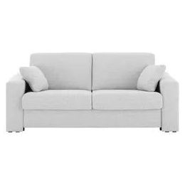 Schlafsofa Home Affaire "Roma Matratzenhöhe 14 cm", grau (hellgrau), B:200cm H:85cm T:100cm, Struktur/Luxus-Microfaser (100% Polyester), Struktur fein ( 100% Polyester), Sofas, Dauerschlaffunktion, mit Unterfederung, Lattenrost, Matratze