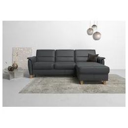 Ecksofa Home Affaire "Palmera L-Form" Sofas Gr. B/H/T: 244cm x 89cm x 163cm, Material, Recamiere rechts, mit Bettfunktion-mit Bettkasten-Bett im Stoff bezogen, schwarz Federkern, wahlweise mit Bettfunktion und mitohne Bettkasten