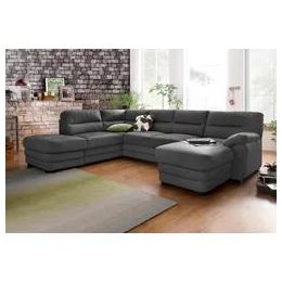 Wohnlandschaft COTTA "Royale U-Form" Sofas Gr. B/H/T: 316cm x 90cm x 93cm, NaturLEDER, Ottomane links, mit Bettfunktion, schwarz wahlweise mit Bettfunktion