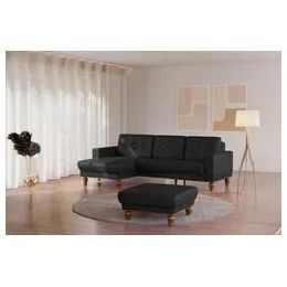 Sit & More Ecksofa SIT & MORE "Orient 5 V L-Form" Sofas Gr. B/H/T: 279cm x 90cm x 167cm, Kunstleder, Recamiere links, ohne Bettfunktion-ohne Bettkasten, schwarz mit Strass-Stein, wahlweise Bettfunktion und Bettkasten